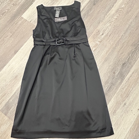 George | Dresses | George Black Satin Belted Dress Nwt Sleeveless ...